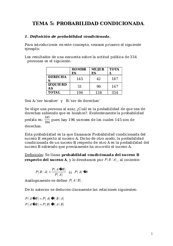 (DOC) TEMA 5: PROBABILIDAD CONDICIONADA