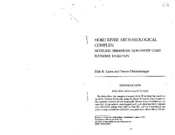 (PDF) HOKO RIVER ARCHAEOLOGICAL COMPLEX: MODELING PREHISTORIC NORTHWEST ...