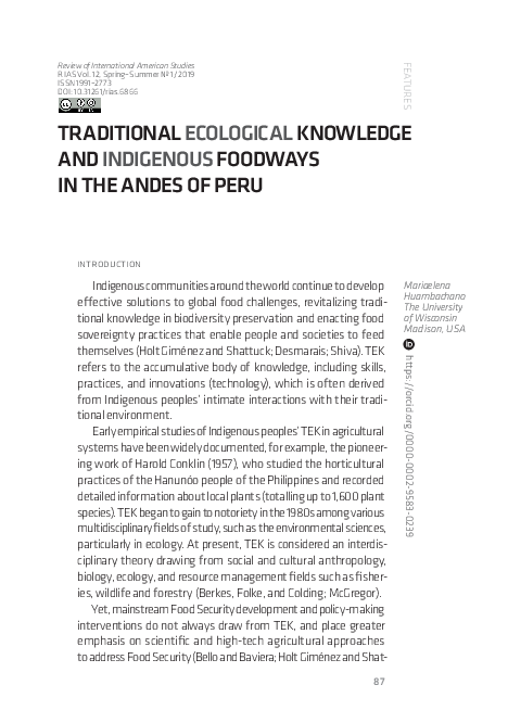 (PDF) TRADITIONAL ECOLOGICAL KNOWLEDGE AND INDIGENOUS FOODWAYS IN THE ...
