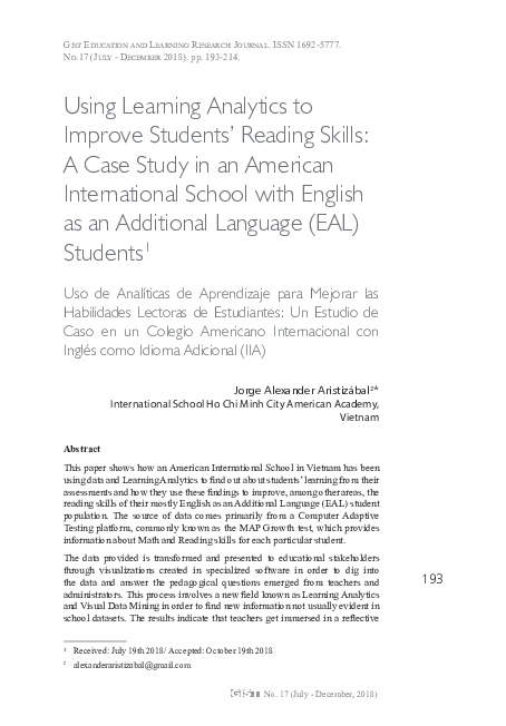 (PDF) Using Learning Analytics to Improve Students' Reading Skills
