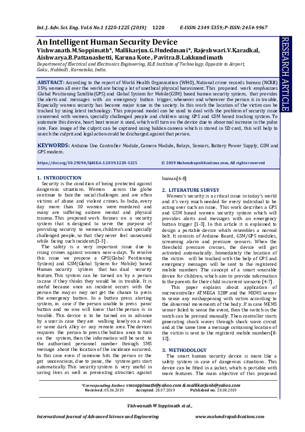 (PDF) An Intelligent Human Security Device