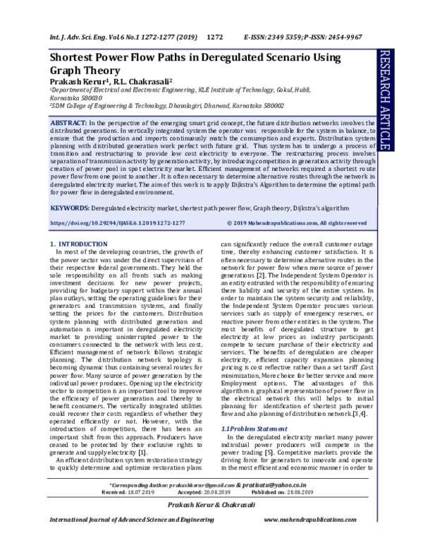 Pdf Shortest Power Flow Paths In Deregulated Scenario Using Graph Theory