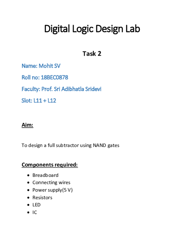 (PDF) Digital Logic Design Lab Task 2