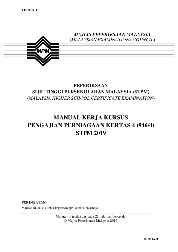 (PDF) PEPERIKSAAN SIJIL TINGGI PERSEKOLAHAN MALAYSIA (STPM) (MALAYSIA ...