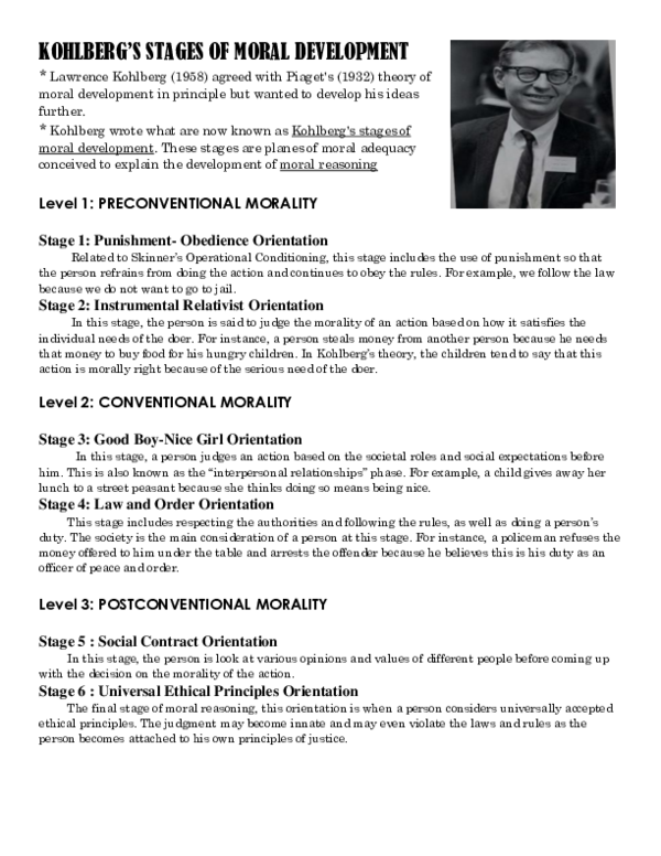 (DOC) KOHLBERG'S STAGES OF MORAL DEVELOPMENT
