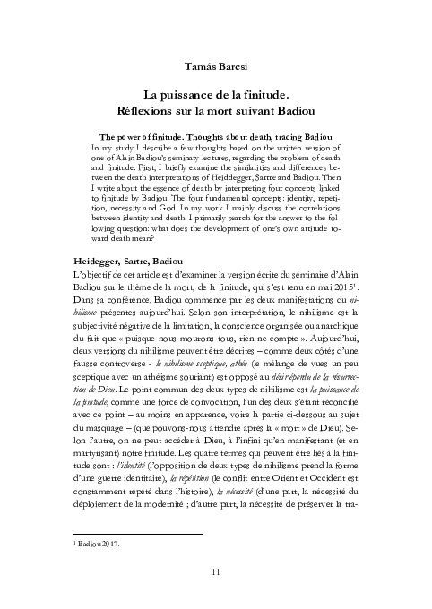 (PDF) La puissance de la finitude. Réflexions sur la mort suivant ...