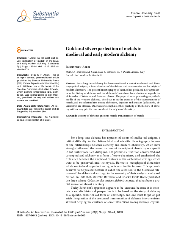 (PDF) Gold and Silver: Perfection of Metals in Medieval and Early ...