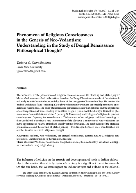 (PDF) Phenomena of Religious Consciousness in the Genesis of Neo ...