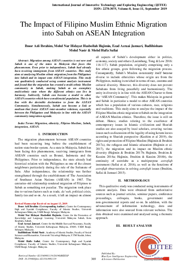 (PDF) The Impact of Filipino Muslim Ethnic Migration into Sabah on ...