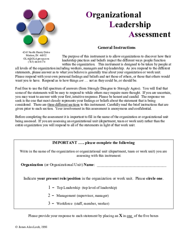 (PDF) Organizational Leadership Assessment General Instructions