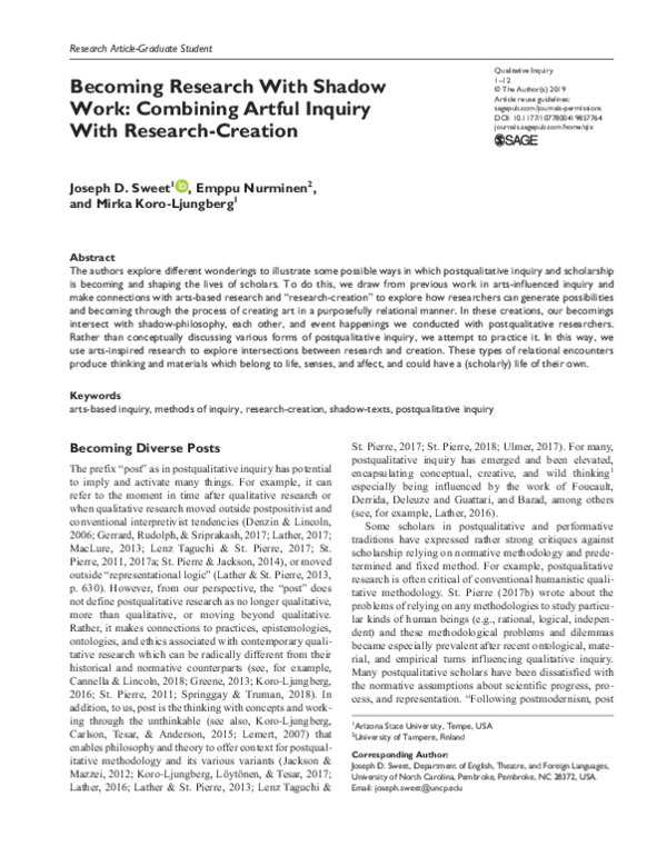 (PDF) Becoming Research with Shadow Work: Combining Artful Inquiry with ...