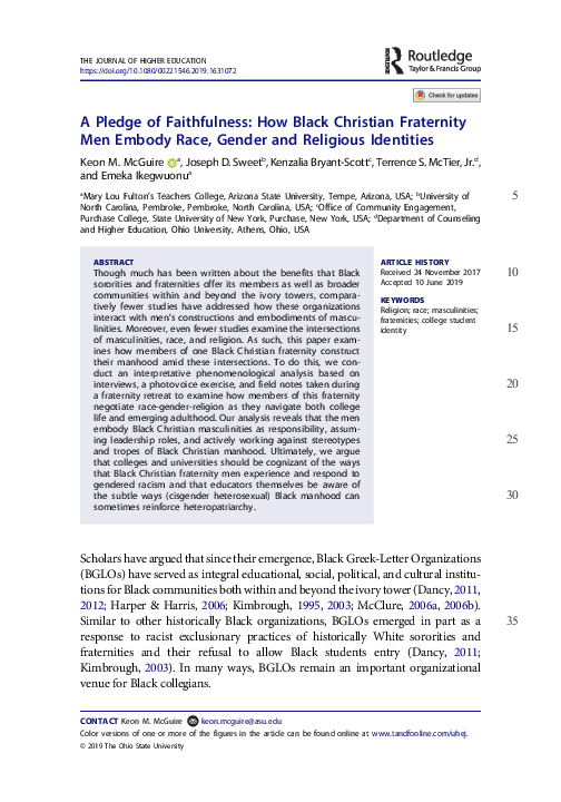 (PDF) A Pledge of Faithfulness: How Black Christian Fraternity Men ...