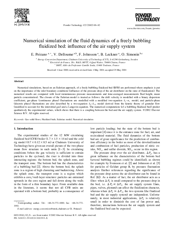 (PDF) Numerical simulation of the fluid dynamics of a freely bubbling fluidized bed: influence ...
