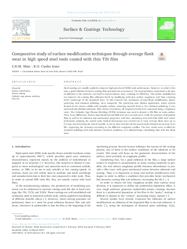(PDF) Comparative study of surface modification techniques through ...
