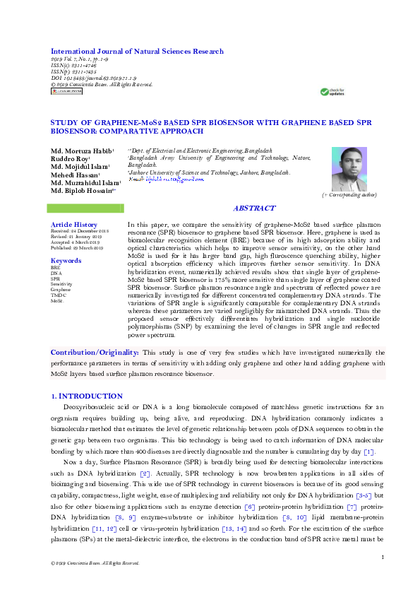 (PDF) Enhanced SPR Biosensor with Graphene-MoS2