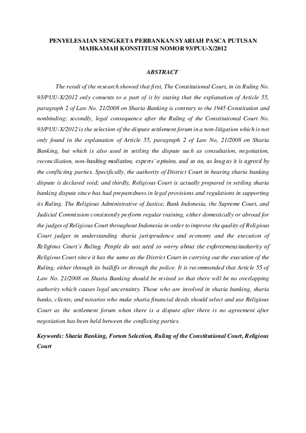 (DOC) Paper Akhir Hukum Penyelesaian Sengketa Syariah Non Litigasi