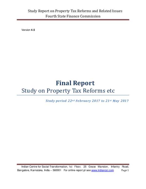 (DOC) Study Report on Property Tax Reforms and Related Issues Fourth ...