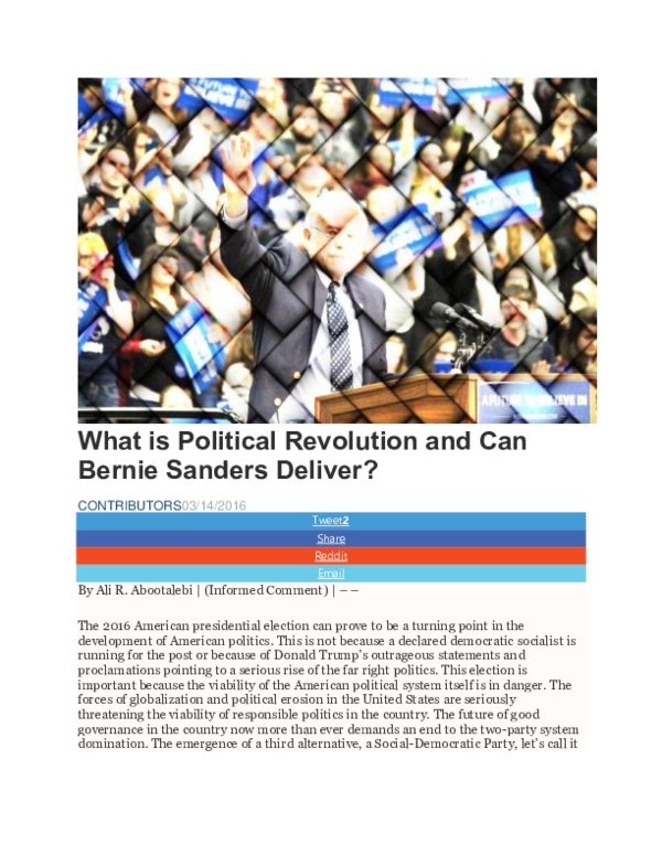 (PDF) What is Political Revolution and Can Bernie Sanders Deliver?