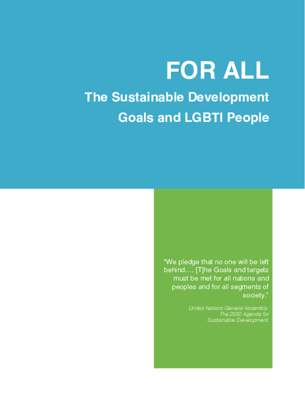 (PDF) FOR ALL: The Sustainable Development Goals and LGBTI People