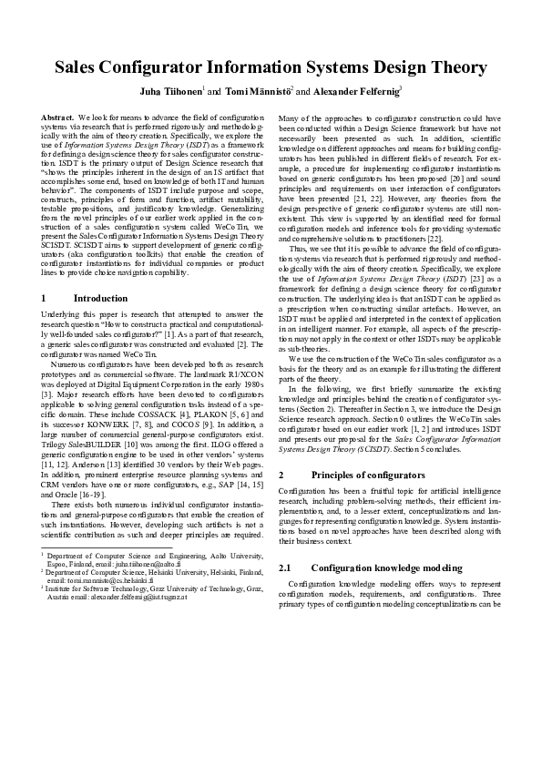 (PDF) Sales Configurator Information Systems Design Theory