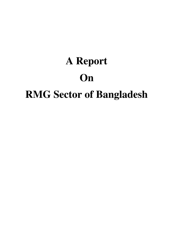 (DOC) A Report On RMG Sector of Bangladesh