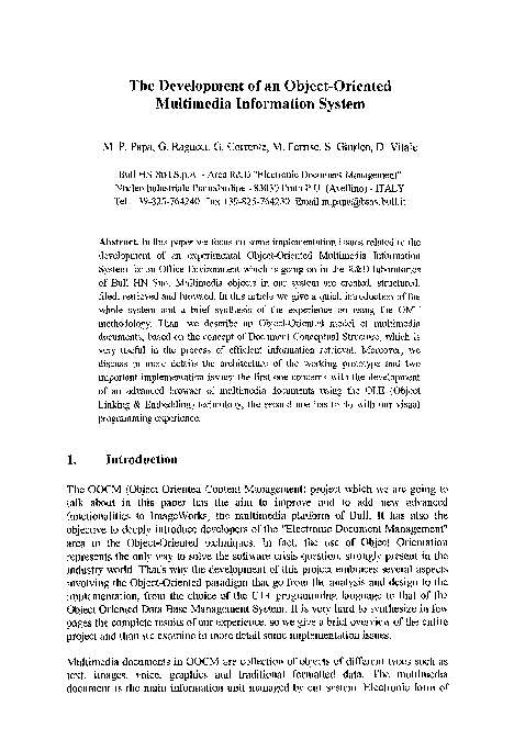 (PDF) The development of an Object-Oriented Multimedia Information System