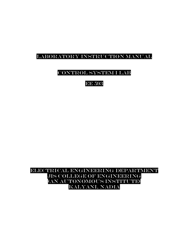 (PDF) LABORATORY INSTRUCTION MANUAL CONTROL SYSTEM I LAB EE 593 ...