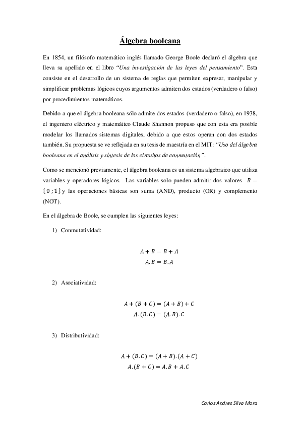 (PDF) Algebra booleana