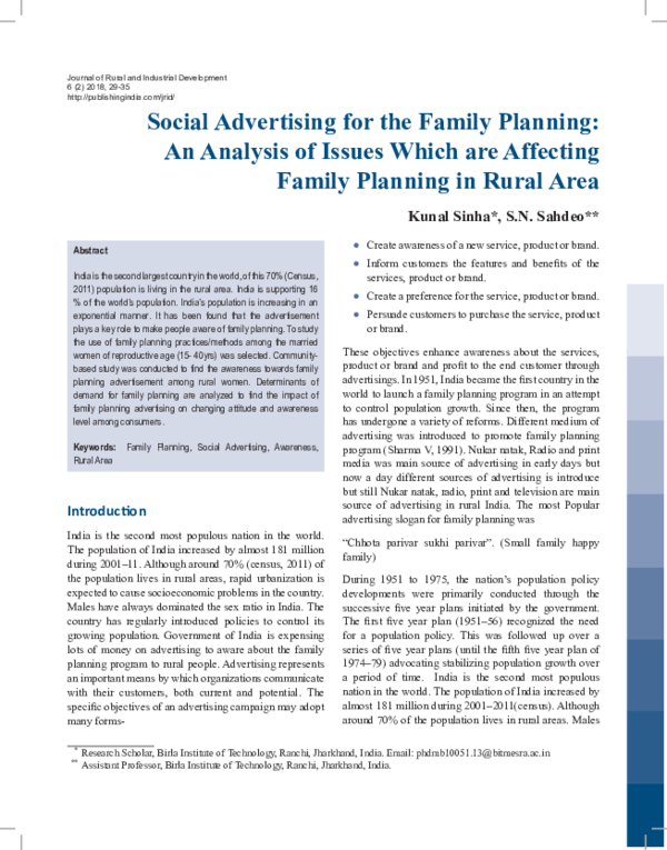 (PDF) Social Advertising for the Family Planning: An Analysis of Issues ...