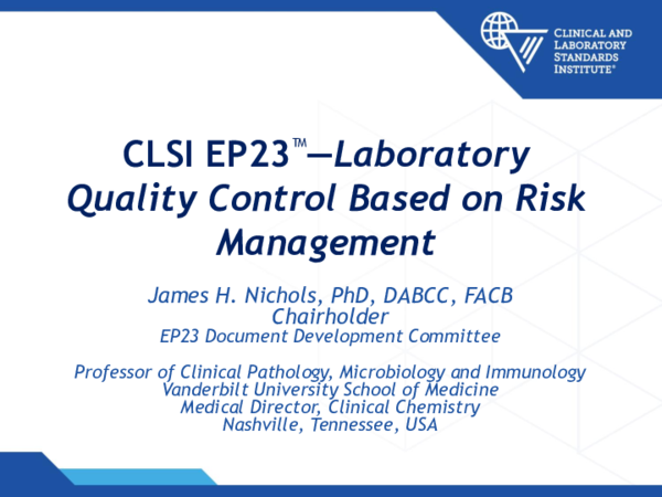 (PPT) - Laboratory Quality Control Based on Risk Management