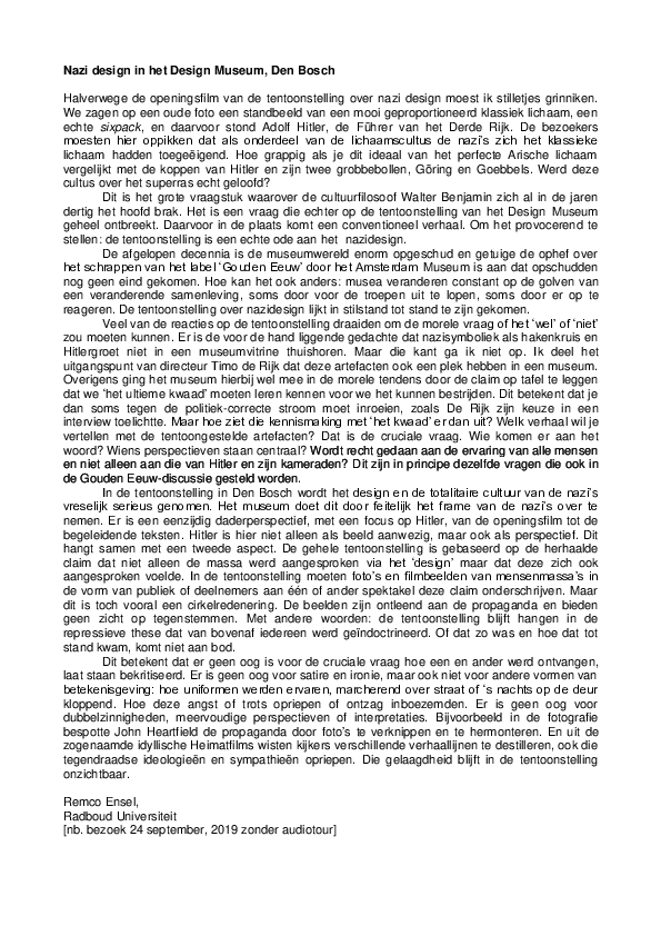 (PDF) Nazi design in het Design Museum, Den Bosch