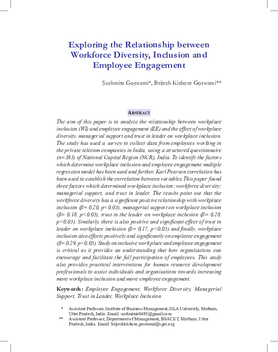 (PDF) Exploring the Relationship between Workforce Diversity, Inclusion ...