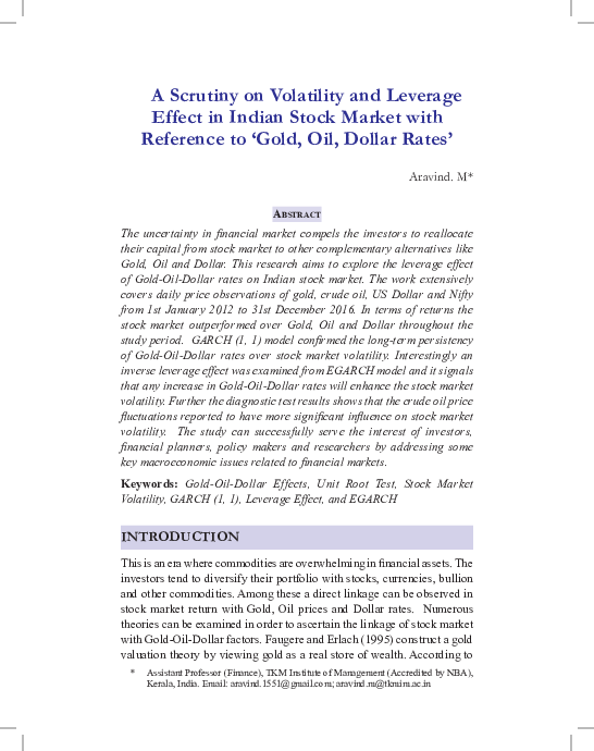 (PDF) A Scrutiny on Volatility and Leverage Effect in Indian Stock ...