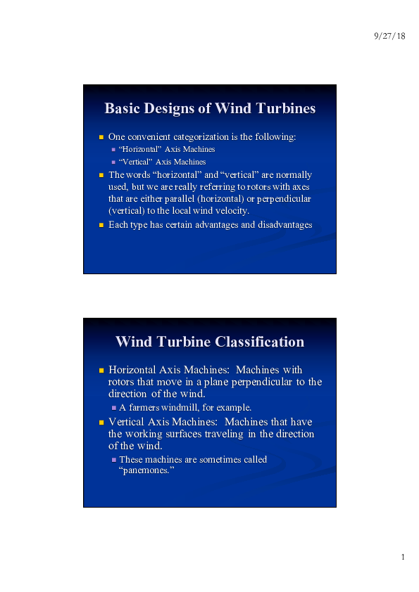 (PDF) Basic Designs of Wind Turbines