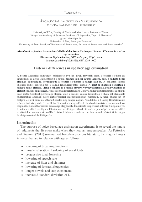 (PDF) Listener differences in speaker age estimation