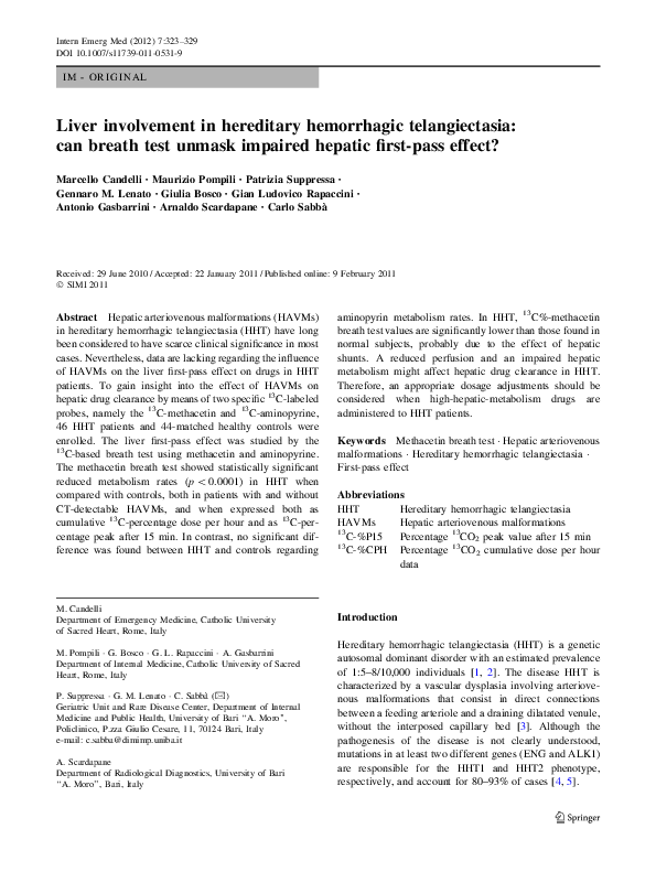 (PDF) Hepatic First-Pass Impairment in HHT Patients