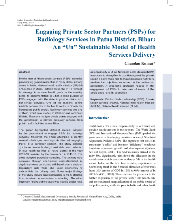 (PDF) Engaging Private Sector Partners (PSPs) for Radiology Services in ...