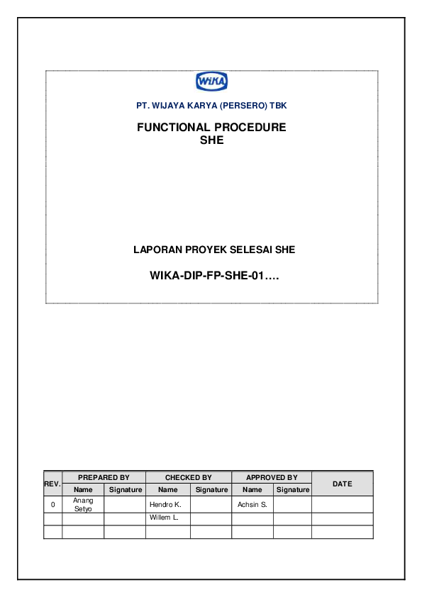 (PDF) PT. WIJAYA KARYA (PERSERO) TBK FUNCTIONAL PROCEDURE SHE REV ...