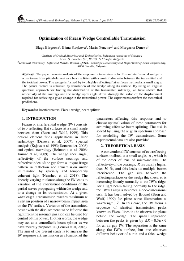 (PDF) Optimization of Fizeau Wedge Controllable Transmission