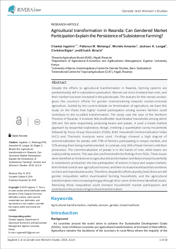 PDF Agricultural Transformation In Rwanda Can Gendered Market pdf-agricultural-transformation-in-rwanda-can-gendered-market