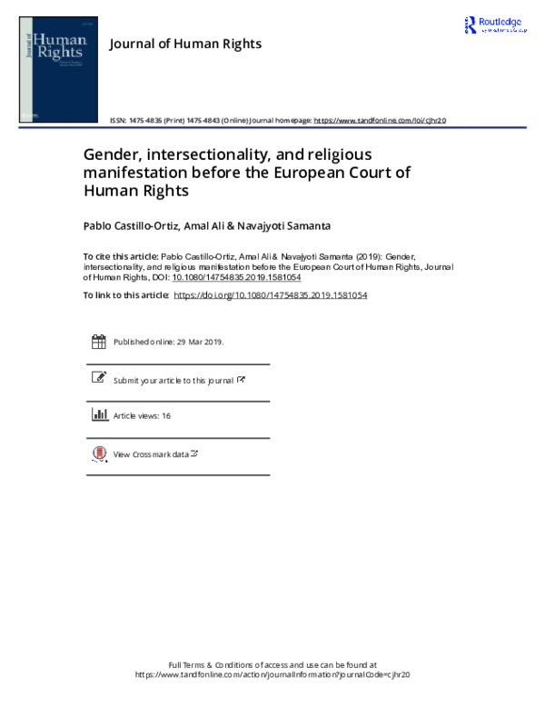 (PDF) Journal of Human Rights Gender, intersectionality, and religious ...