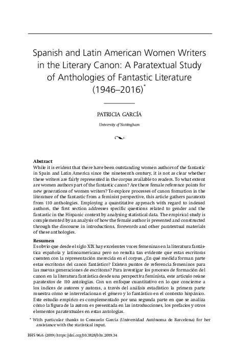 (PDF) “Spanish and Latin American women writers in the Literary Canon ...