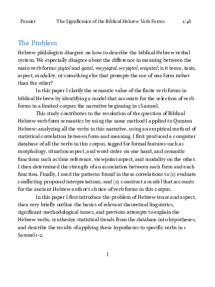 (PDF) The Significance of the Biblical Hebrew Verb Forms