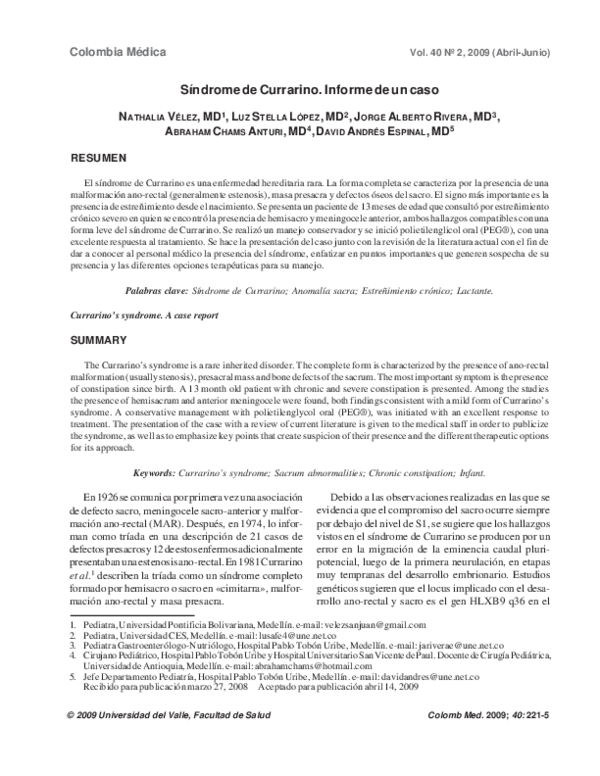 (PDF) Currarino’s syndrome. A case report