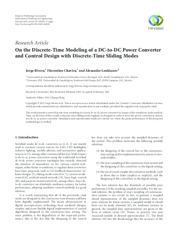 Pdf On The Discrete Time Modeling Of A Dc To Dc Power Converter And Control Design With