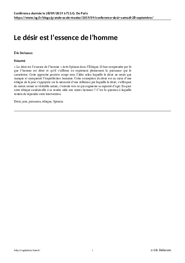 (PDF) Le désir est l'essence de l'homme | Éric Delassus - Academia.edu