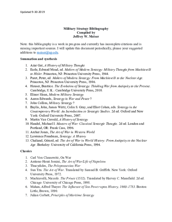 (PDF) Military Strategy Bibliography