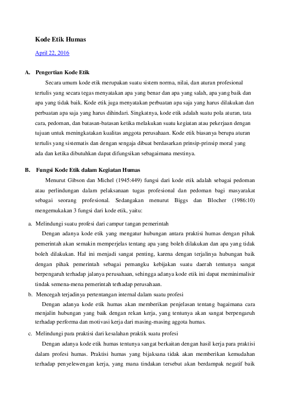 (DOC) Kode Etik Humas