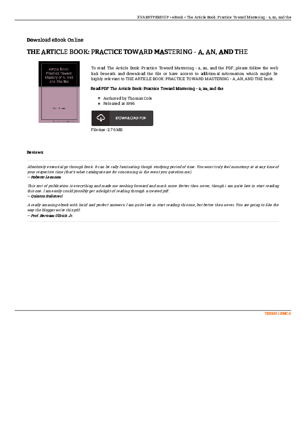 (PDF) THE ARTICLE BOOK: PRACTICE TOWARD MASTERING - A, AN, AND THE