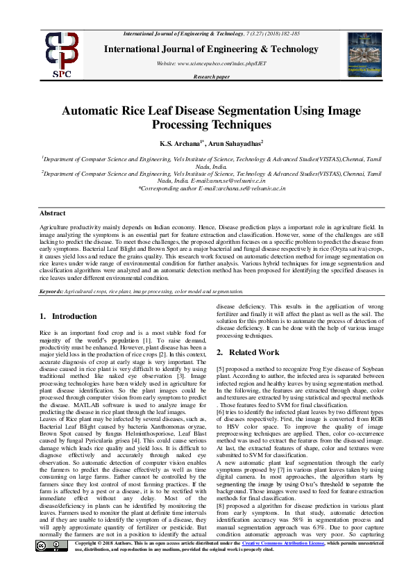 (PDF) Automatic Rice Leaf Disease Segmentation Using Image Processing Techniques